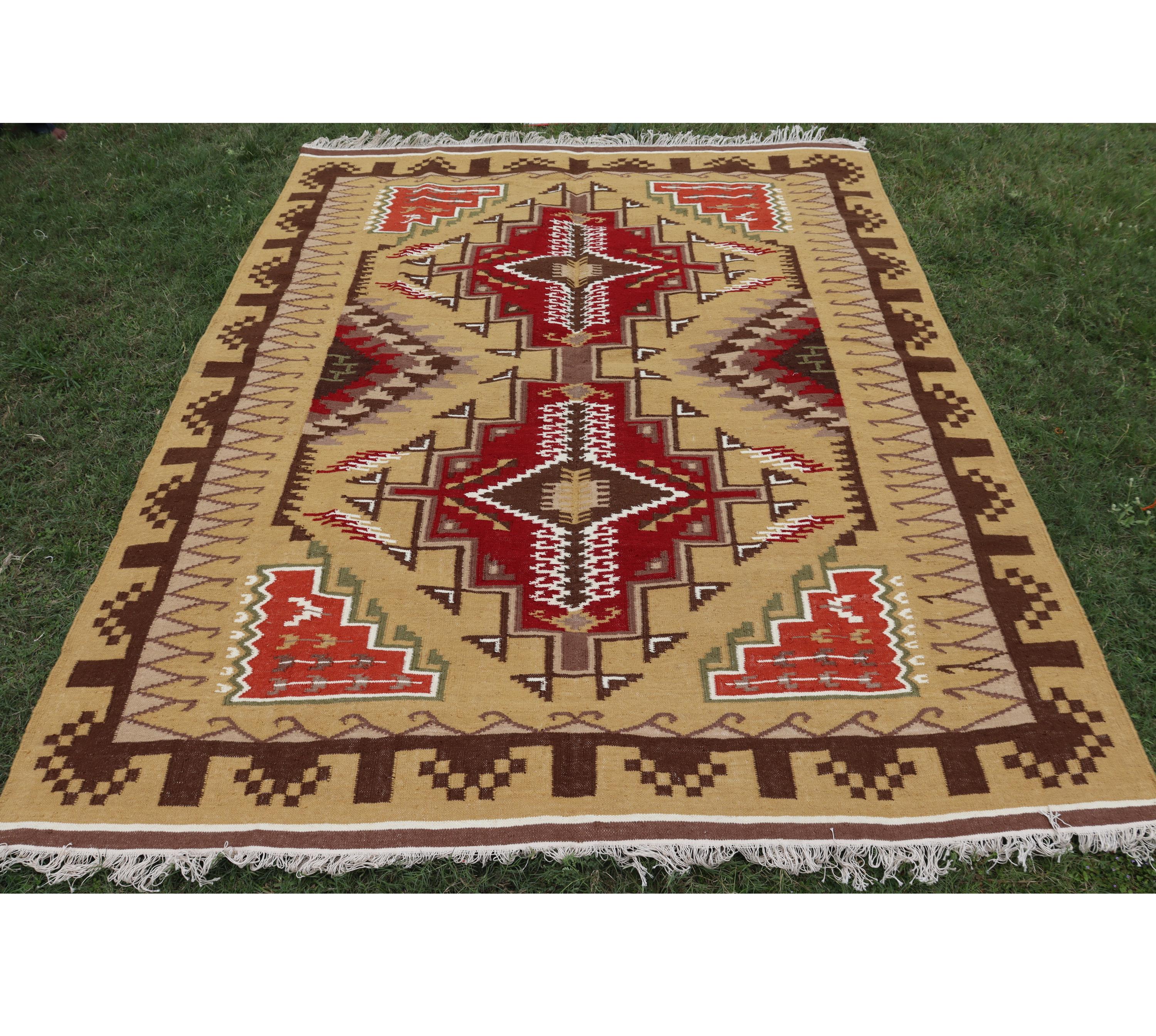 Hand-woven Navajo Wool Rug Native American Style Southwest Area Rug ...