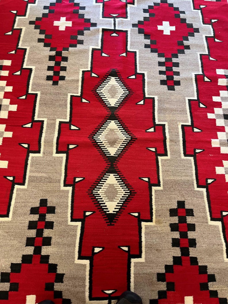 Southwestern Rug Red Navajo Rug Kilim Hand Woven Native American Rug ...