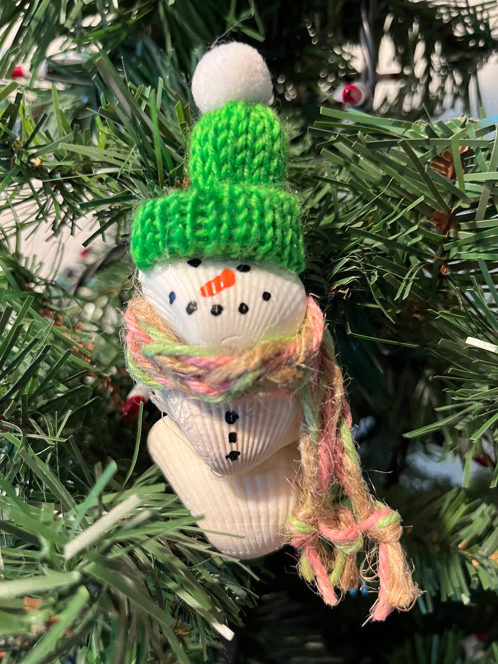Sea Shell Snow Man Ornament Christmas Decor Seashell Snowman Beach Gift ...