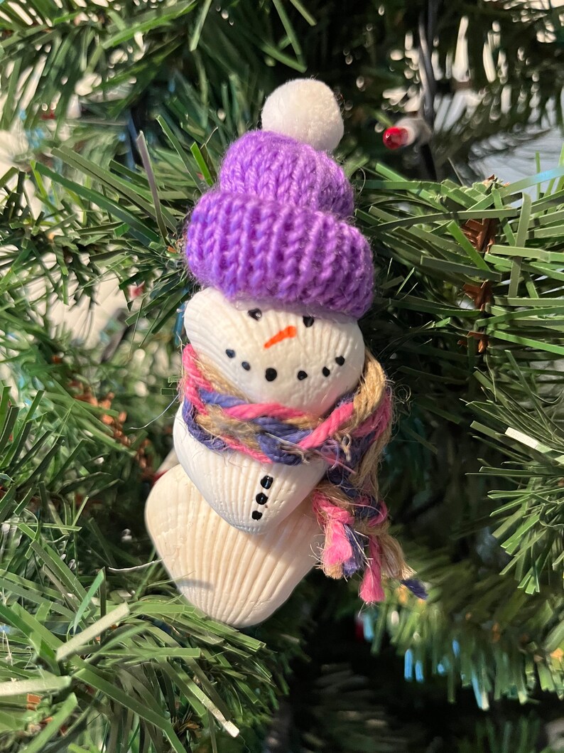 Sea Shell Snow Man Ornament Christmas Decor Seashell Snowman Beach Gift ...