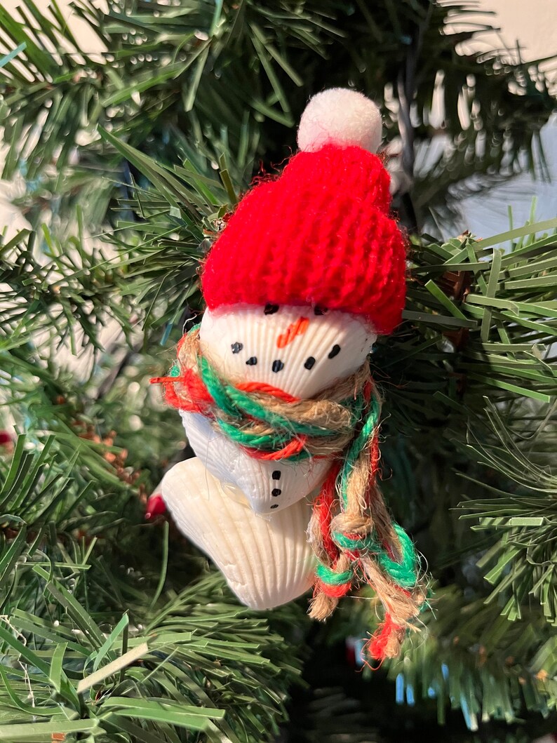 Sea Shell Snow Man Ornament Christmas Decor Seashell Snowman Beach Gift ...