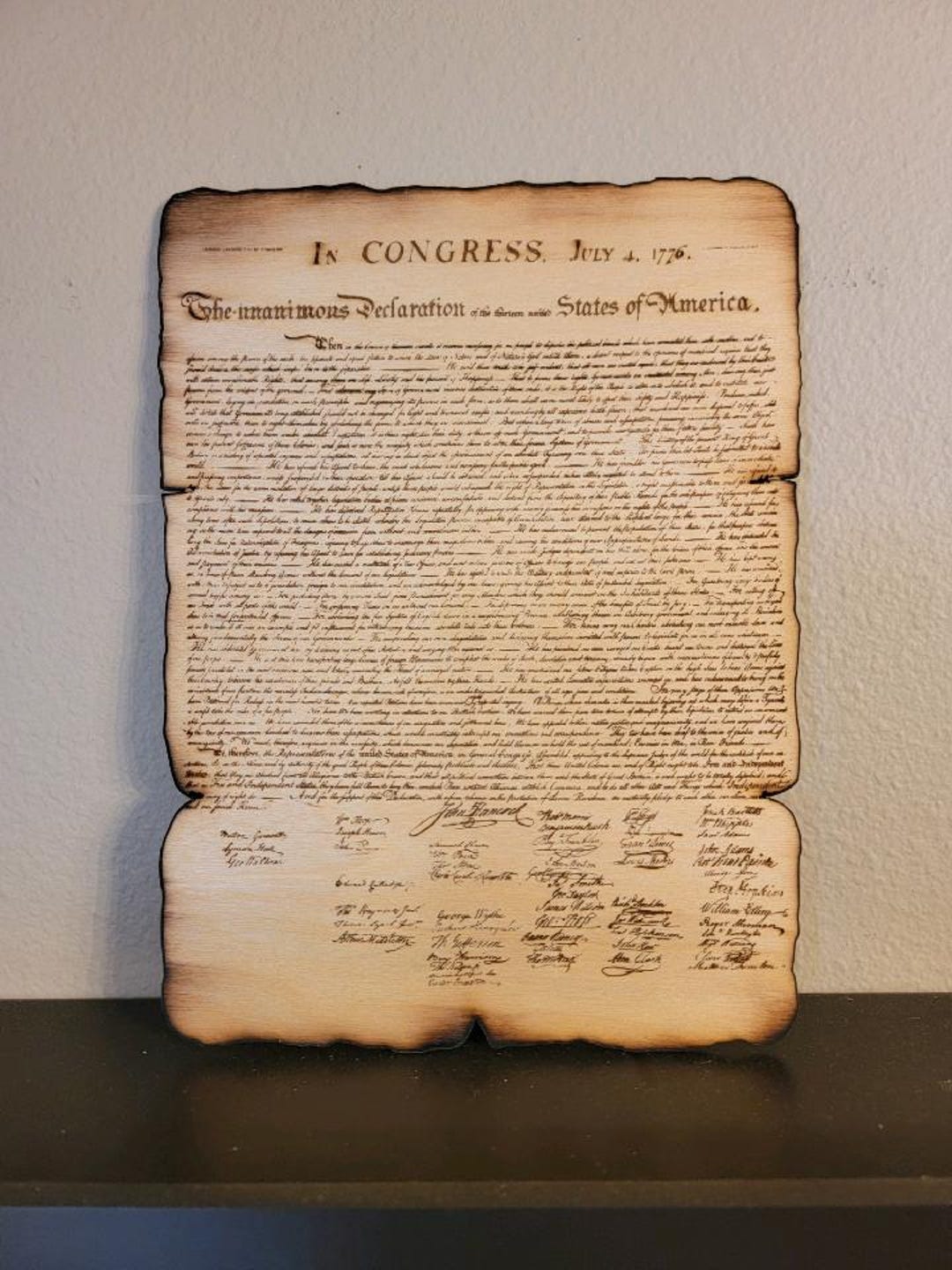 Handcrafted Wooden Declaration of Independence Wall Art – Historical ...
