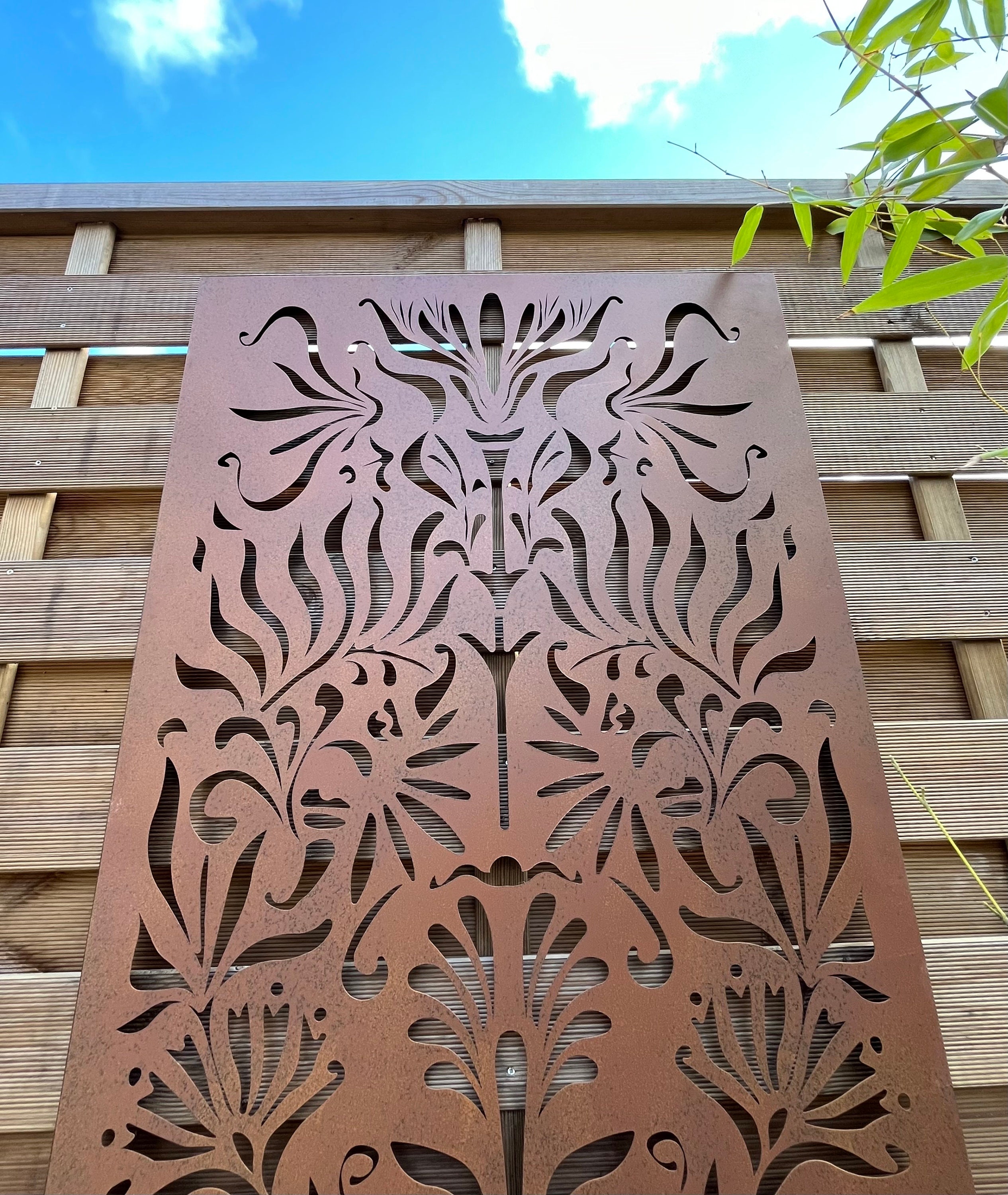 Large Asian Inspired Abstract Metal Wall Art in Brown Rust Indoor ...