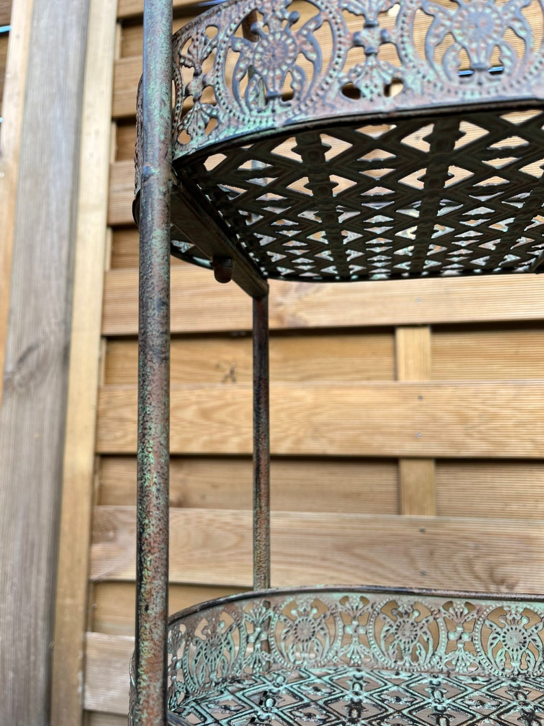 3 Tier Metal Verdigris (reddish Green) Decorative Plant Stand - Etsy UK