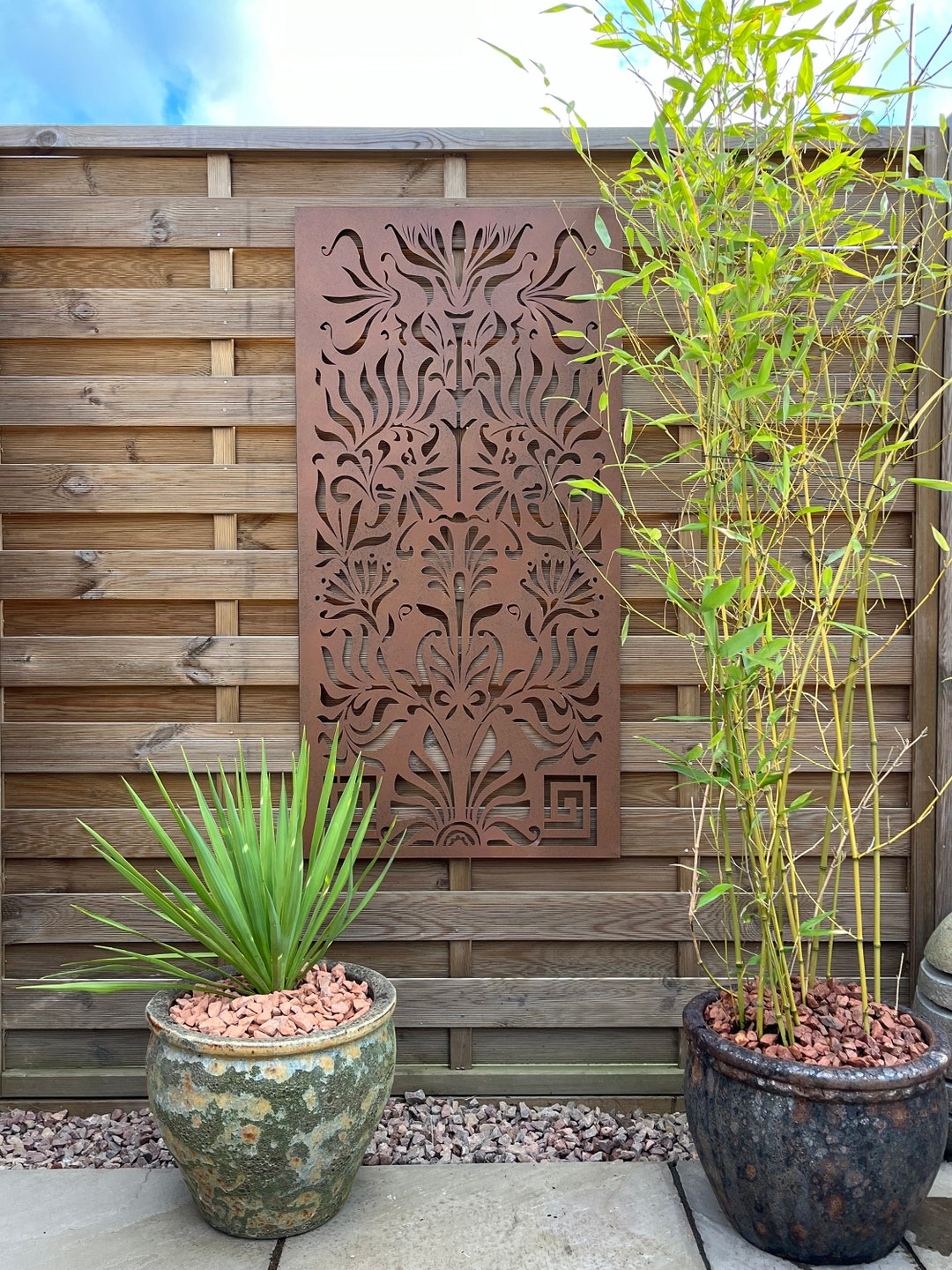 Large Asian Inspired Abstract Metal Wall Art in Brown Rust Indoor ...