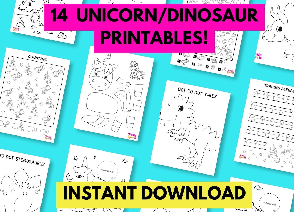 Dinosaur Printables, Unicorn Printables, Valentine's Day Activities ...