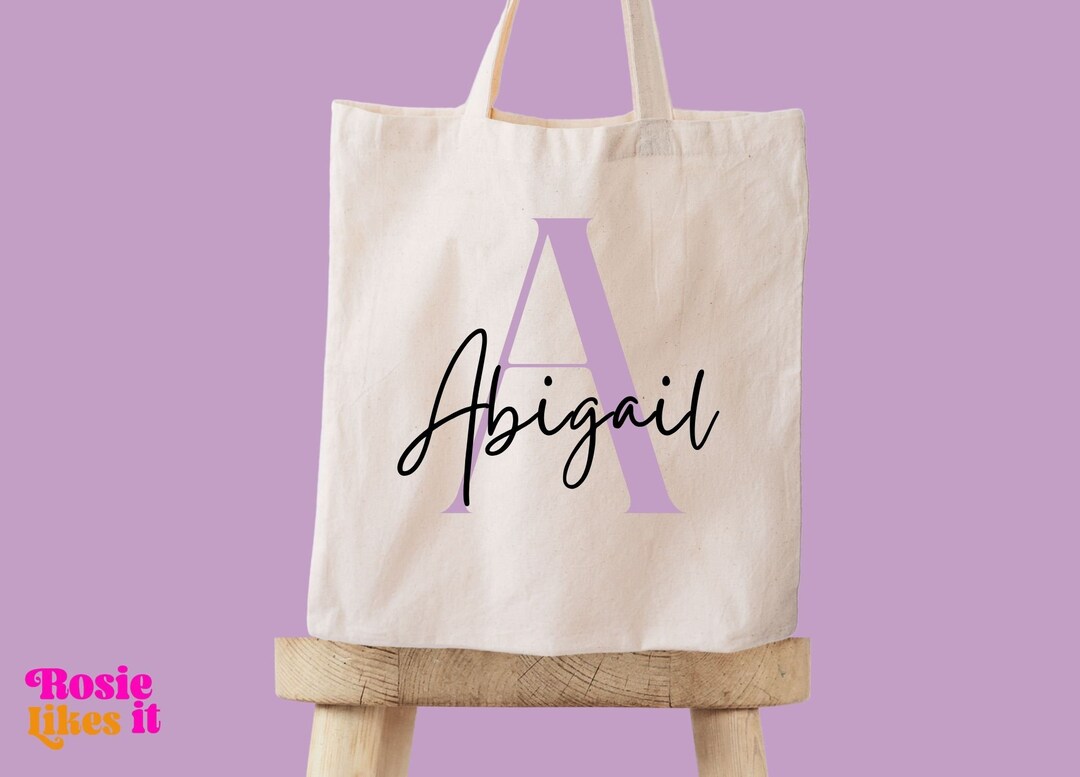Personalized Monogram Tote Bag - Custom Name Tote - Name Initial Bag ...