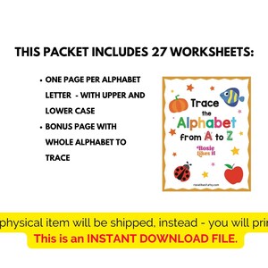 Alphabet Tracing Worksheets Pack, Instant Download, A-Z Upper & Lower ...