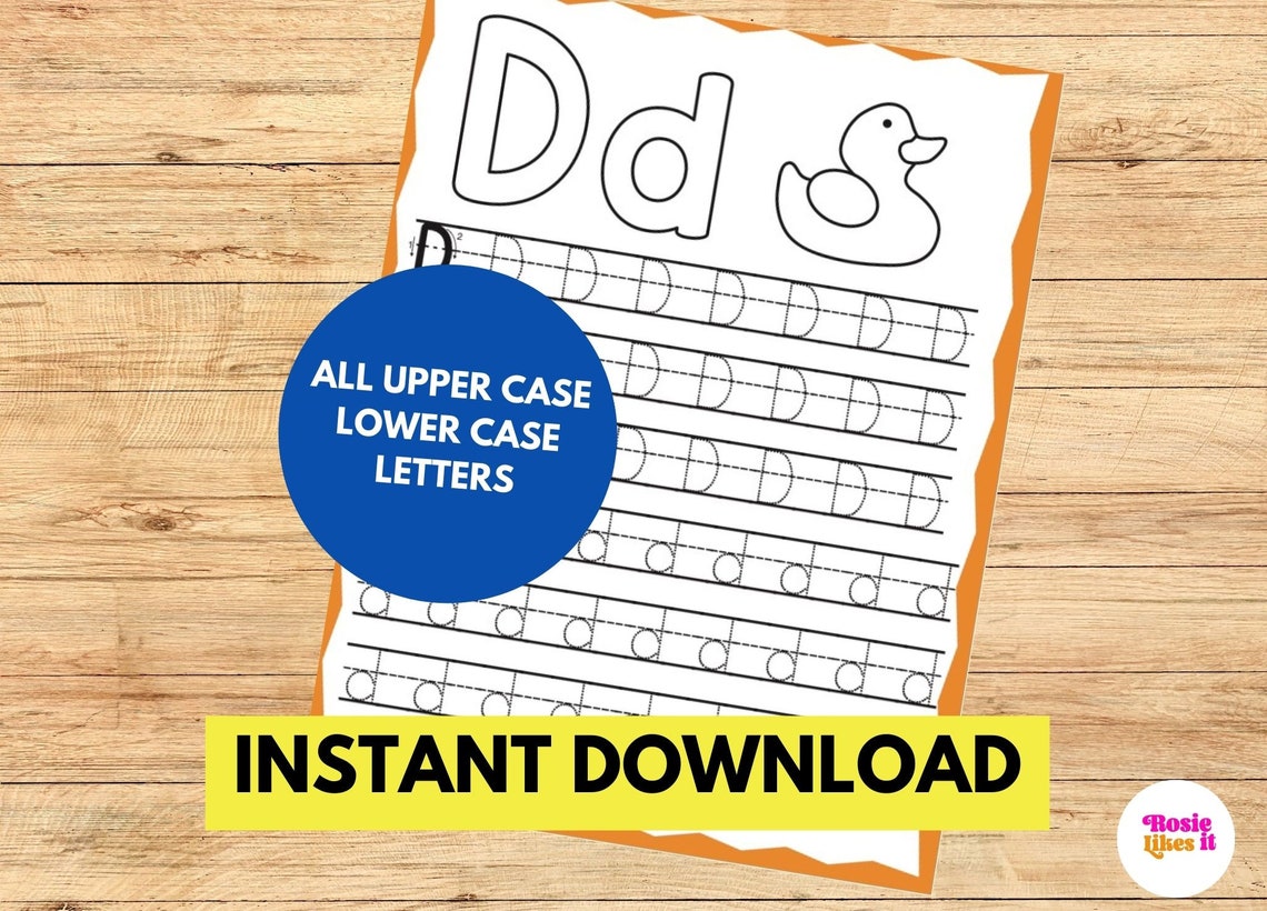Alphabet Tracing Worksheets Pack, Instant Download, A-Z Upper & Lower ...