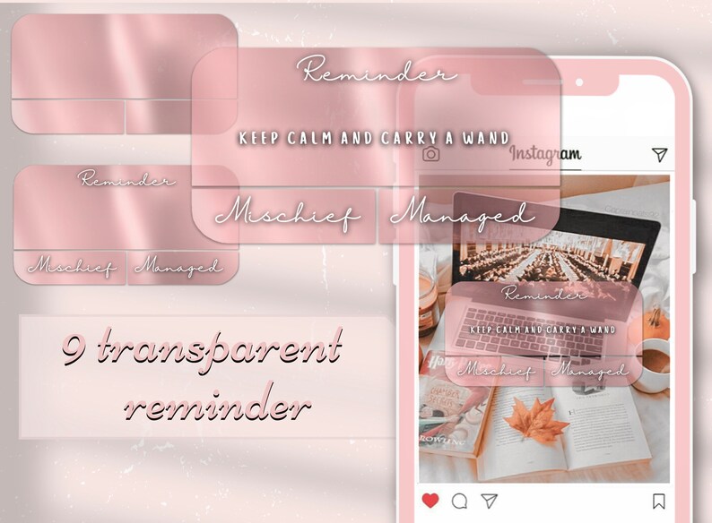 36 Reminder Stickers Png Rose Gold Instagram Template - Etsy