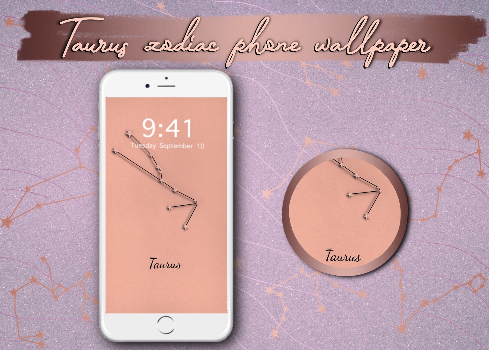 Taurus Zodiac iPhone Wallpaper, Phone Background, Minimalist Design ...