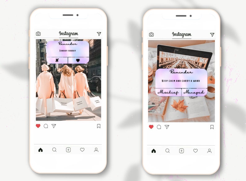 36 Reminder Stickers Png Holographic Instagram Template - Etsy