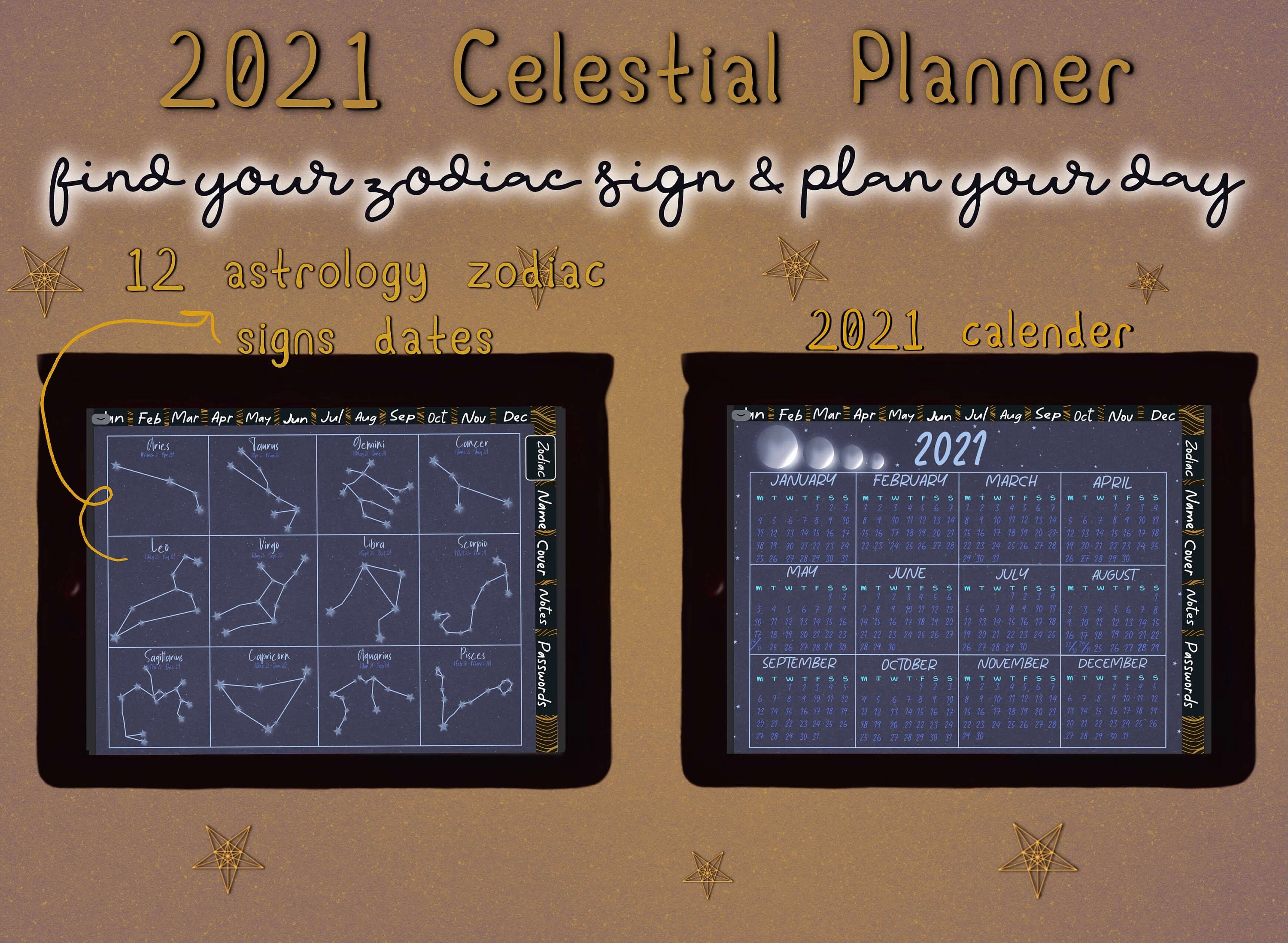Celestial Digital Planner, Landscape Goodnotes Planner, iPad 2021 ...