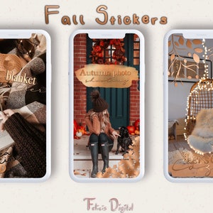 Fall Halloween Instagram Story Stickers, Autumn Bundle (digital ...
