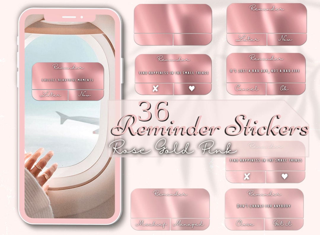36 Reminder Stickers Png Rose Gold Instagram Template - Etsy