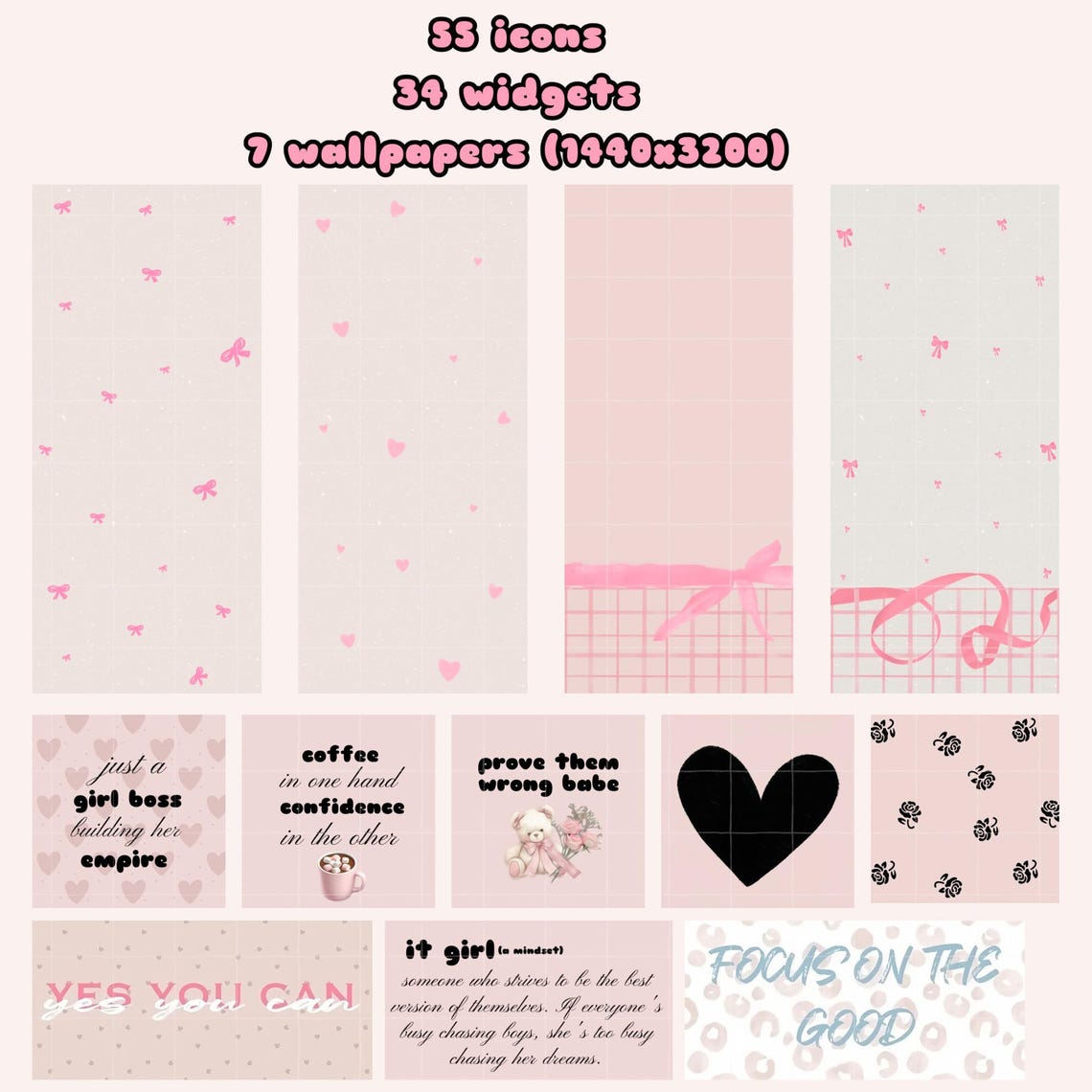 Coquette Aesthetic iPhone App Icons | Pink Ios 18 Icon Pack | Cute ...