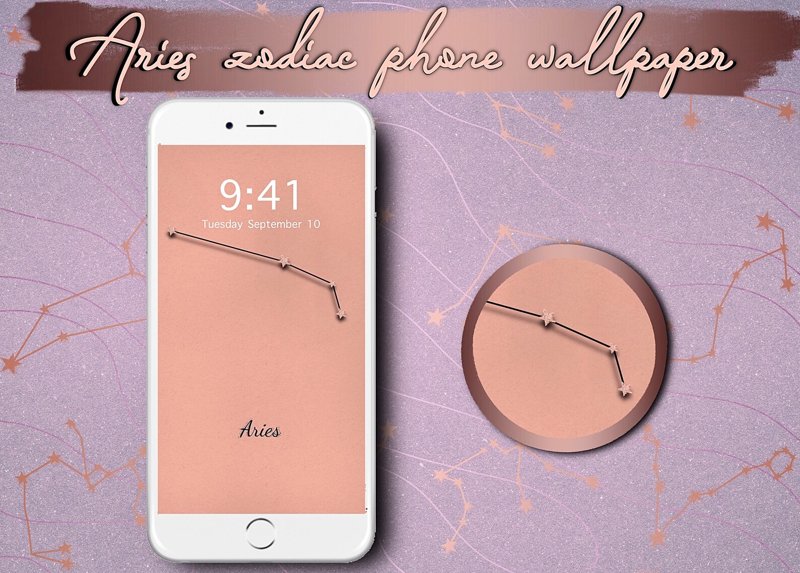 Aries Zodiac iPhone Wallpaper, Phone Background, Minimalist Design ...