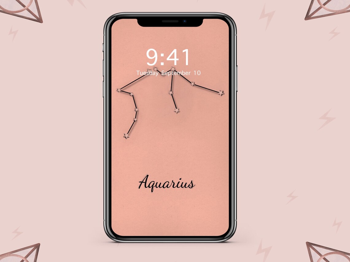 Aquarius Zodiac iPhone Wallpaper, Phone Background, Minimalist Design ...