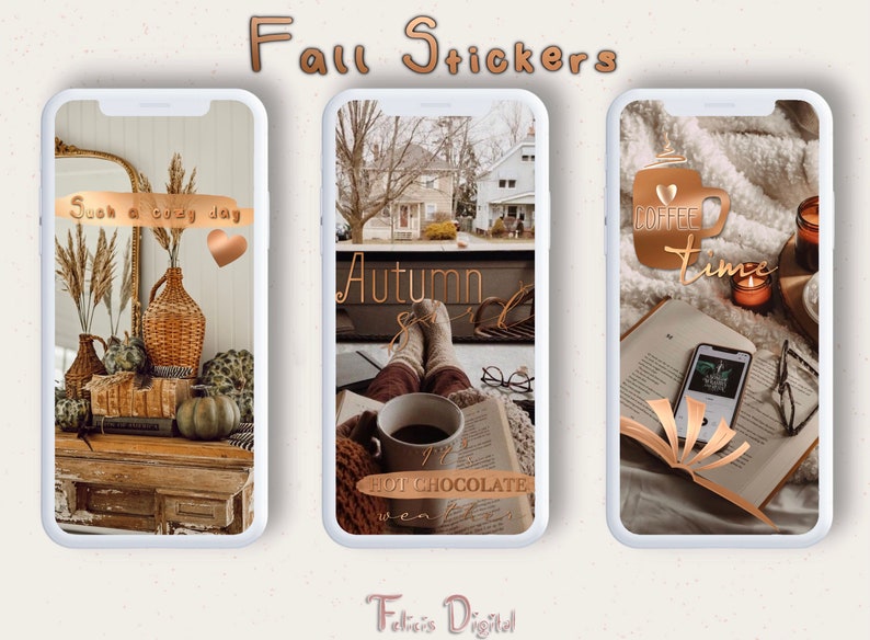Fall Halloween Instagram Story Stickers, Autumn Bundle (digital ...