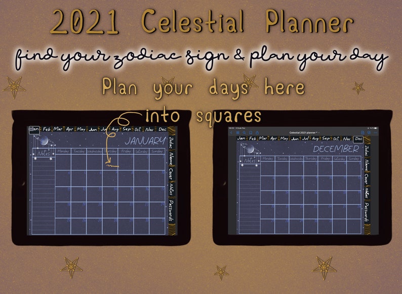 Celestial Digital Planner, Landscape Goodnotes Planner, iPad 2021 ...