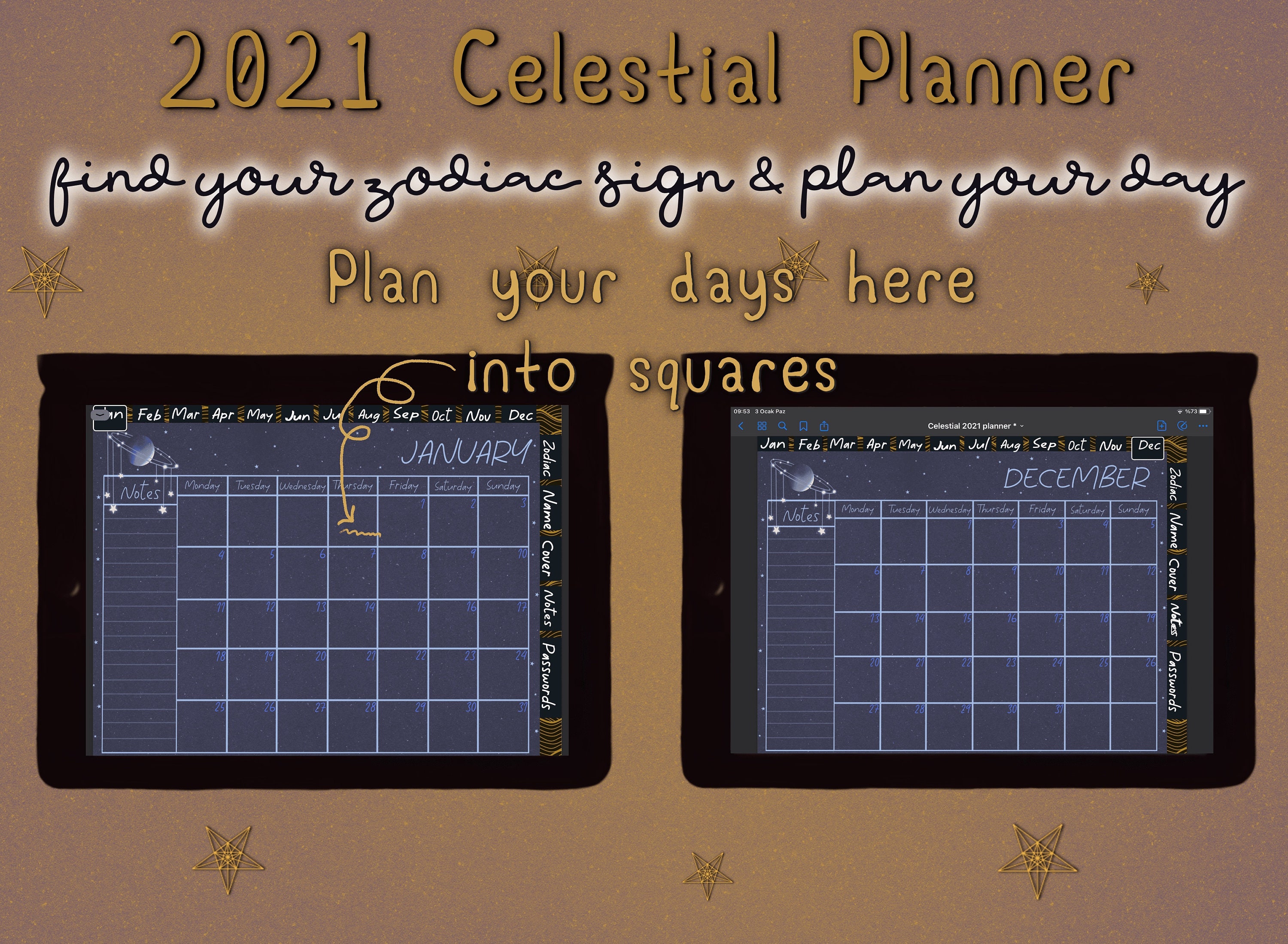 Celestial Digital Planner Landscape Goodnotes Planner iPad - Etsy