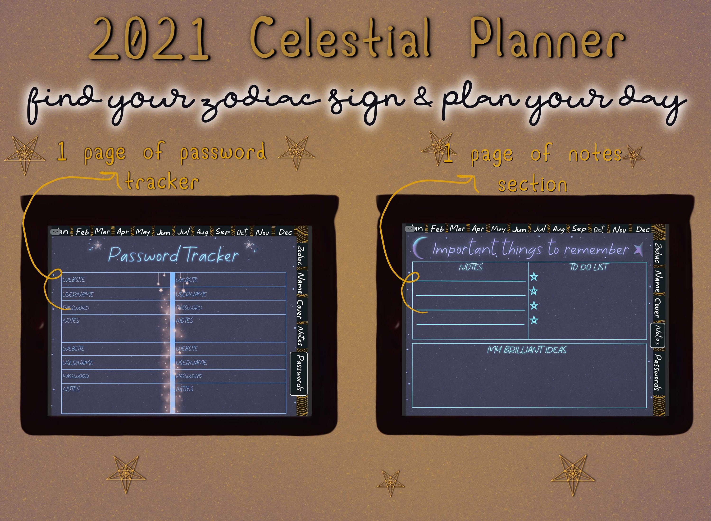 Celestial Digital Planner, Landscape Goodnotes Planner, iPad 2021 ...