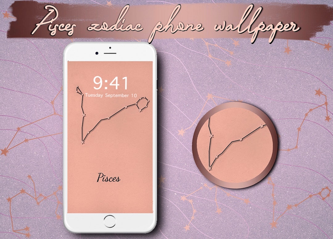 Pisces Zodiac iPhone Wallpaper, Phone Background, Minimalist Design ...