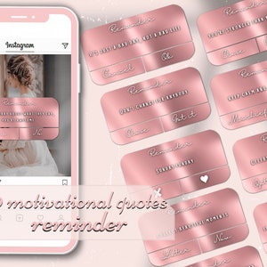 36 Reminder Stickers Png Rose Gold Instagram Template - Etsy