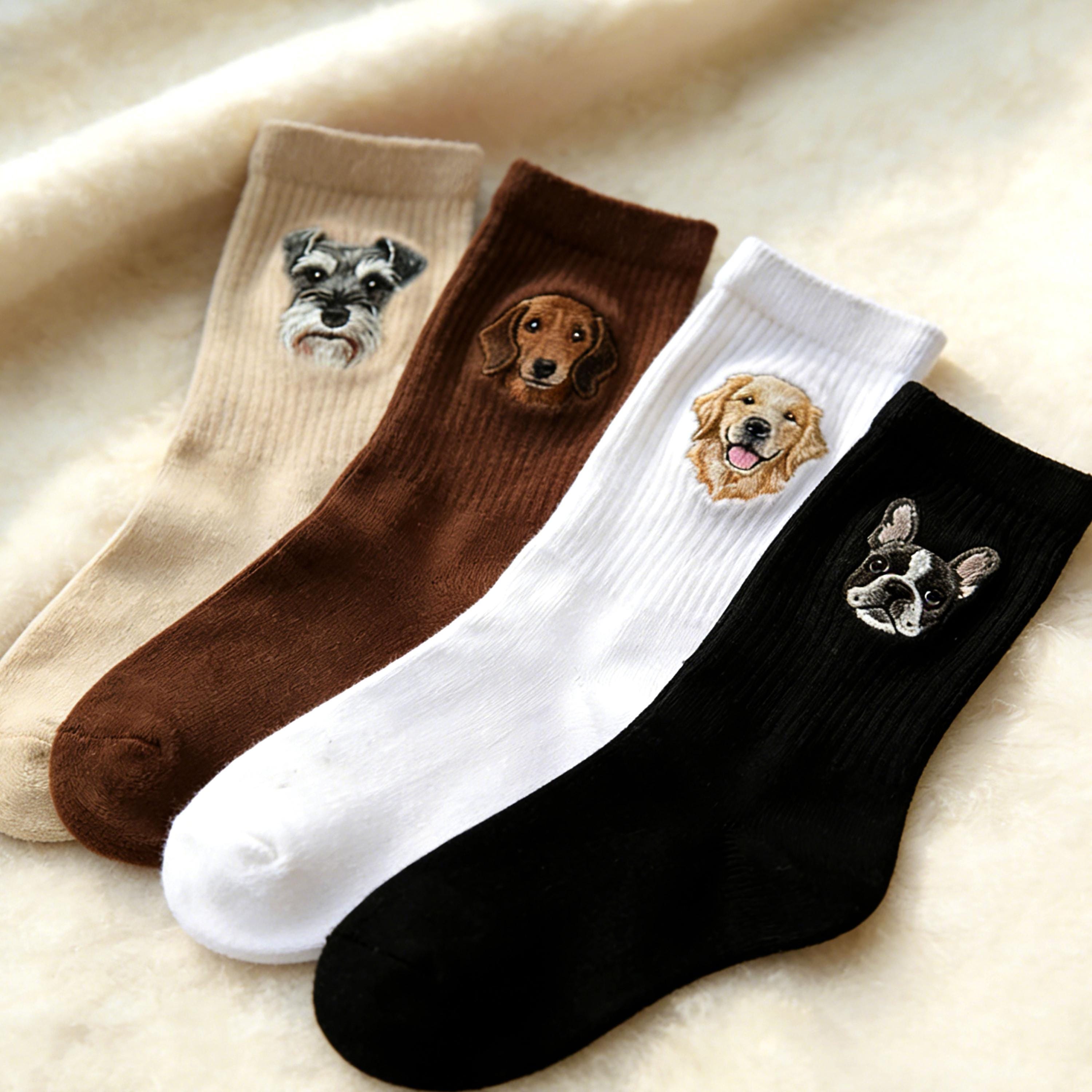 Custom Embroidered Pet Socks, Personalized Dog Face Socks, Custom Cat ...