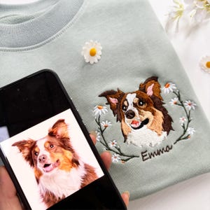 Custom Dog Face Embroidered Sweatshirt, Pet Photo Embroidered Hoodie ...