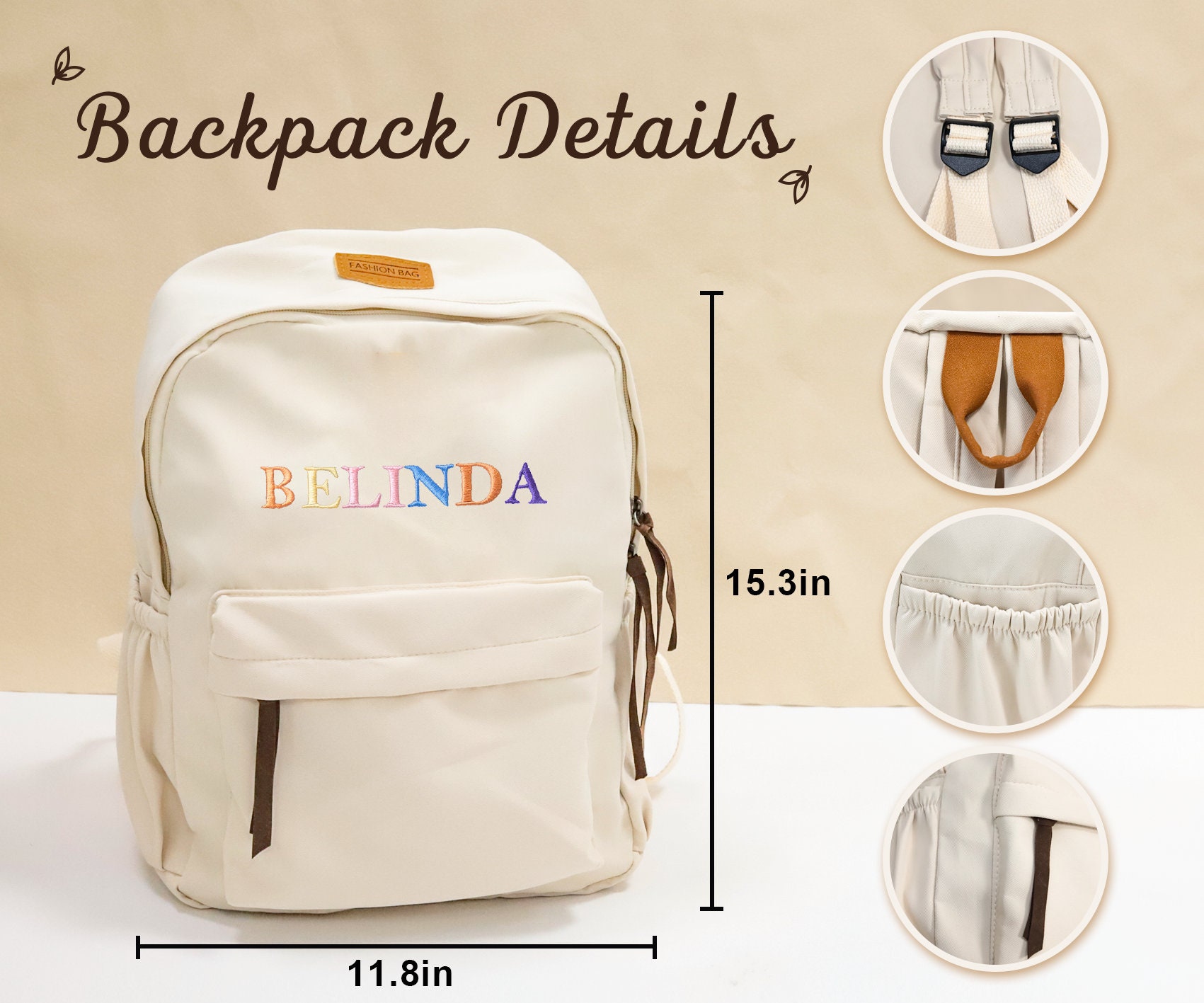 Colorful Letter Embroidery Backpacknursery Backpackback to - Etsy