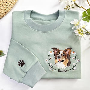 Custom Dog Face Embroidered Sweatshirt, Pet Photo Embroidered Hoodie ...