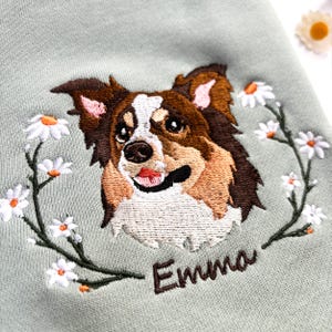 Custom Dog Face Embroidered Sweatshirt, Pet Photo Embroidered Hoodie ...