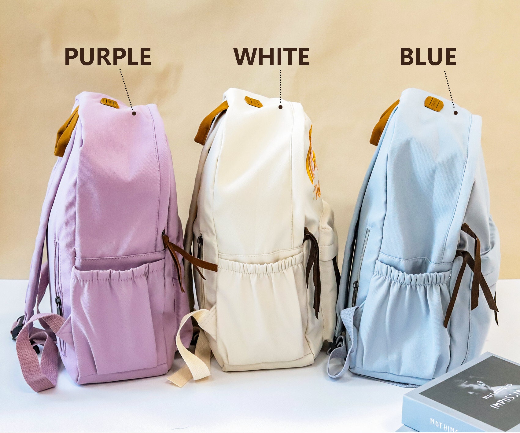 Colorful Letter Embroidery Backpacknursery Backpackback to - Etsy