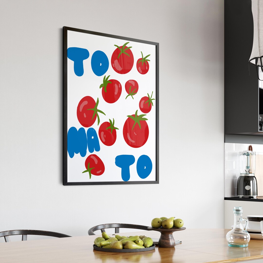 Pop Art Tomato Print Kitchen Wall Art Retro Vegetable Poster Colorful ...