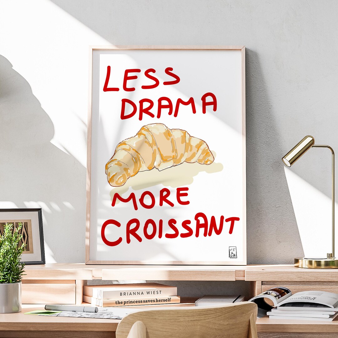 Croissant Poster Almond Croissant Print French Pastry Art Croissant ...