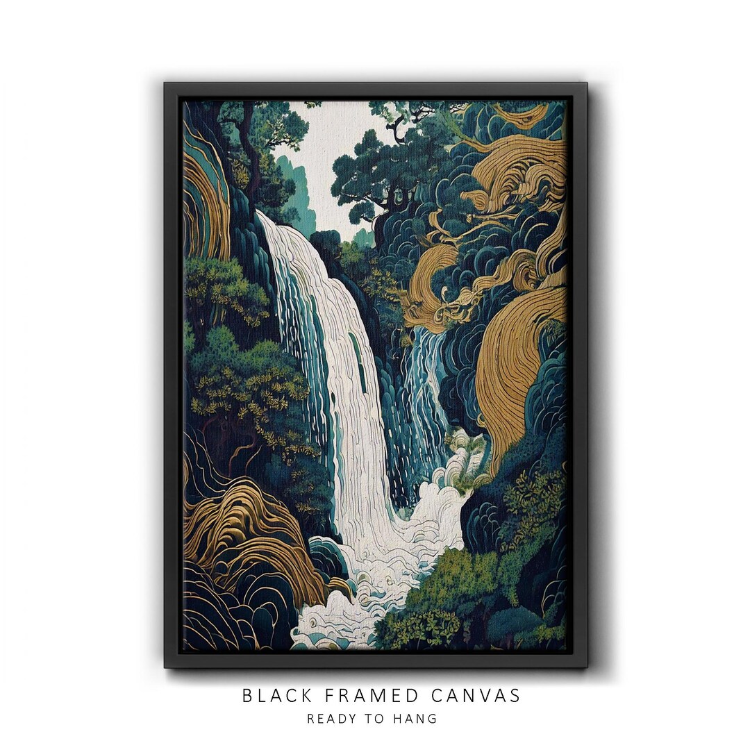Hokusai Japanese Waterfall Print | Ukiyo-e Wall Art | Traditional Asian ...