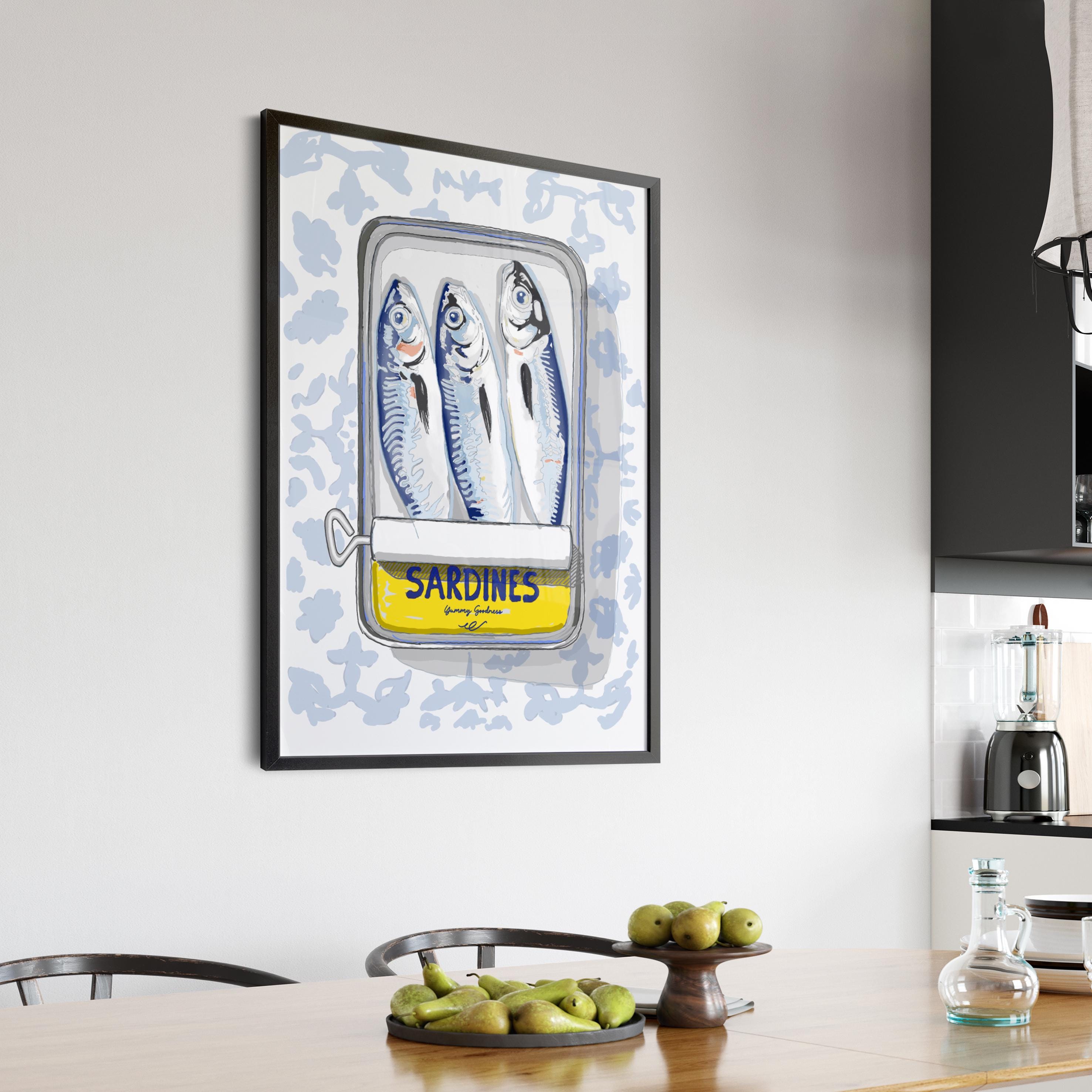 Tinned Fish Print Vintage Fish Art Coastal Kitchen Decor Retro Sardine ...