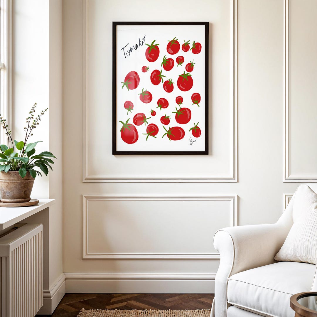 Tomato Decor Poster for Kitchen | Retro Italian Food Decor | Farmhouse ...
