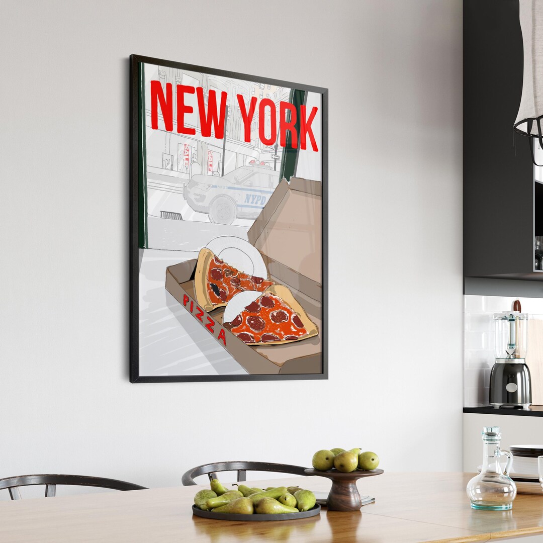 New York Pizza Poster NYC Food Art Print Modern Pizzeria Wall Decor ...