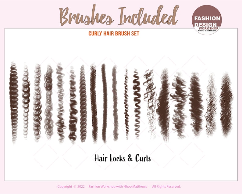 36 Curly Hair Texture Procreate Brushes For Procreate App Etsy