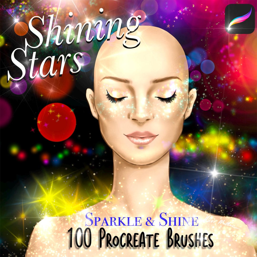 100 SHINING STARS Brushes for Procreate App. Multicolor Fantasy Bokeh, Lights Glitters, Fairy ...