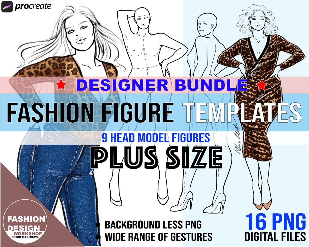 Plus Size Model Fashion Figure Template DESIGNER BUNDLE. Curvy Woman ...
