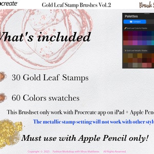 30 GOLD LEAF Stamps Procreate Brushes VOL.2 Gold Metallic Shiny Hot ...