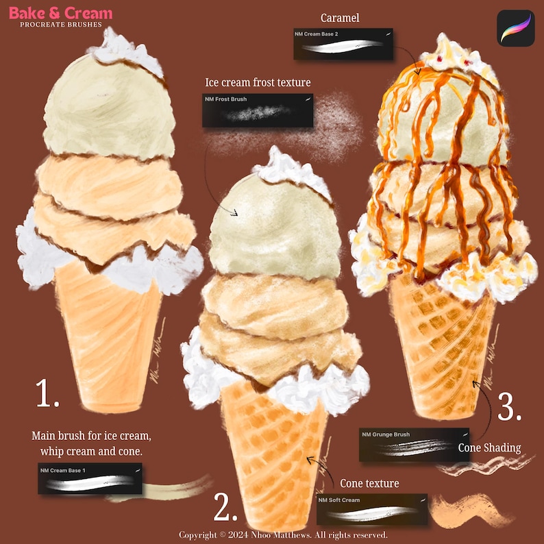 Procreate Food Art Brushes: Gouache, Thick Oil Pastel, Acrylic (43 ...