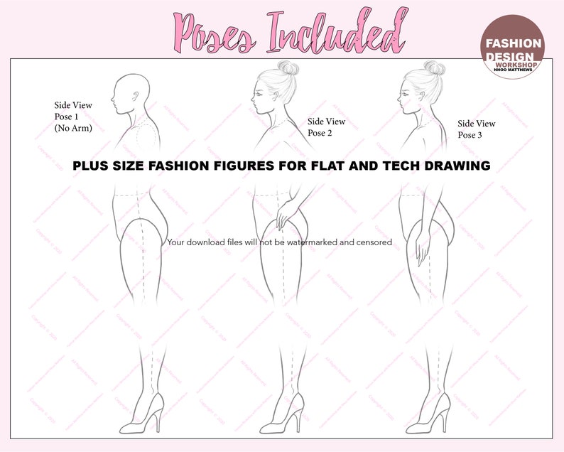 Plus Size Fashion Figures for Flat and Technical Drawing. | Etsy