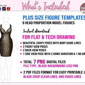 Plus Size Woman Fashion Figures Templates. Curvy Model Croquis for Flat ...