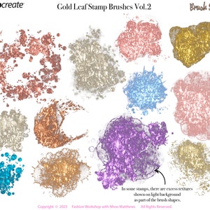 30 GOLD LEAF Stamps Procreate Brushes VOL.2 Gold Metallic Shiny Hot ...
