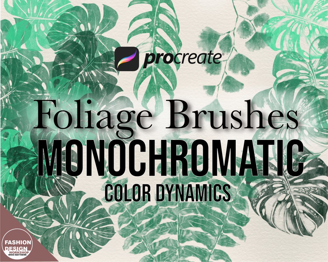Procreate Leaf Brushes: Tropical Foliage, Watercolor Texture (digital ...