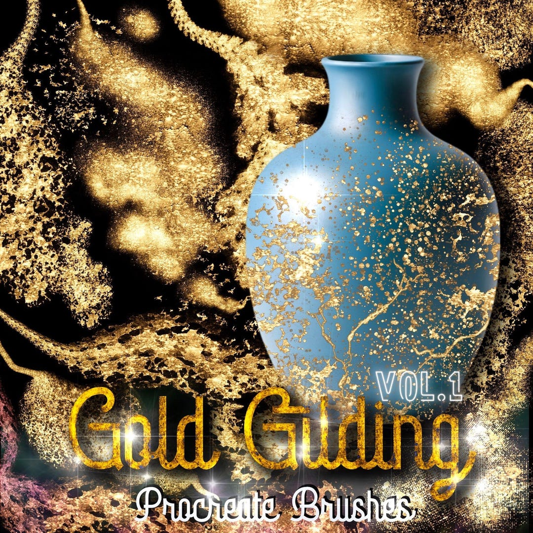Gold Gilding Procreate Brushes: Metallic Texture, Foil, Glitter, Gold ...